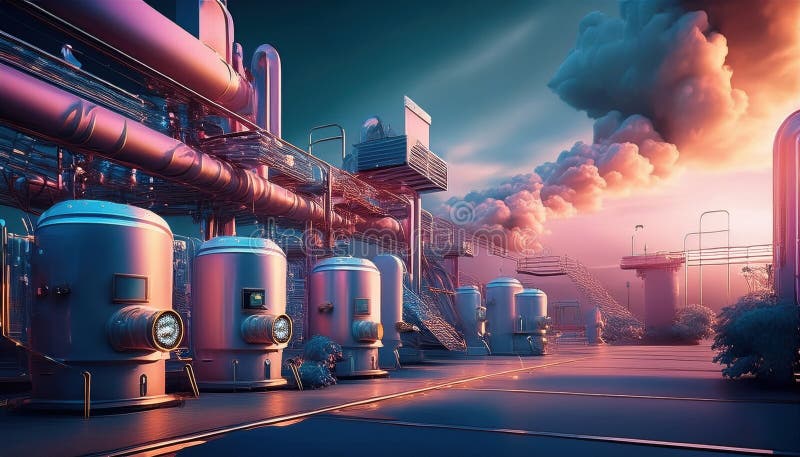 Vibrant Futuristic Industrial Automation in a Stock Photo - Image of systems, robotic: 370339900