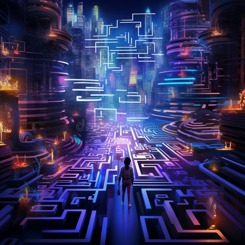 Vibrant, Futuristic Labyrinth of Multicultural Languages Stock ...