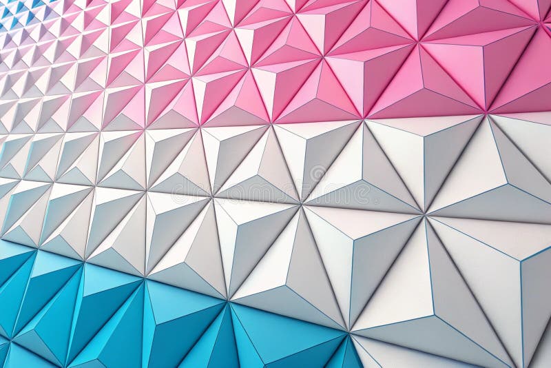 Vibrant Futuristic Surface with Tetrahedrons. White, Blue and Pink ...