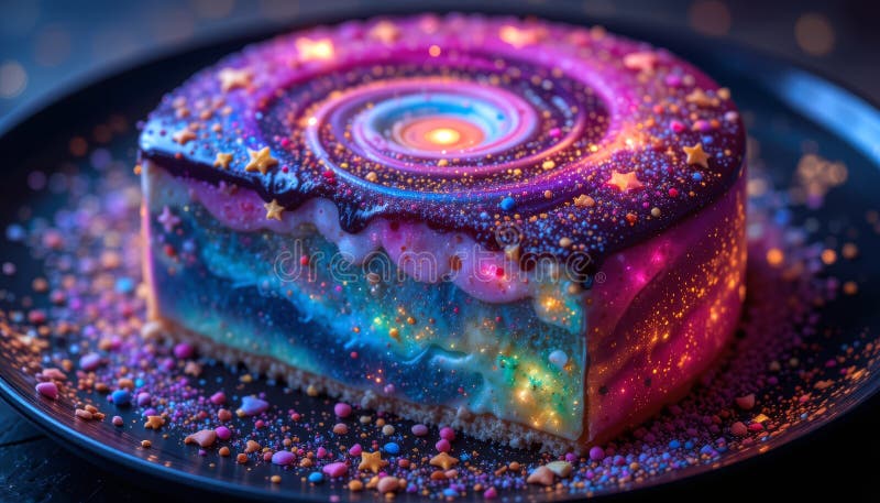 Vibrant Galaxy-themed Cake with Colorful Cosmic Glaze Stock Photo ...