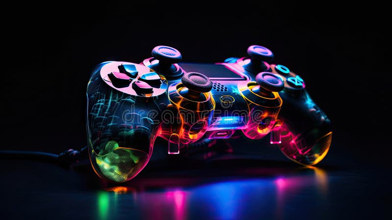 Vibrant Gaming Controller on Dark Background for Gamers. Stock ...