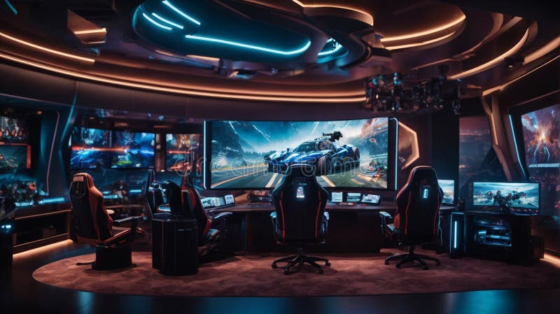 A Vibrant Gaming Room - an Entertainment Room Stock Image - Image of ...