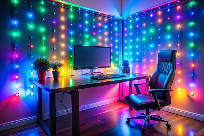 Vibrant Gaming Setup with Led Lighting Wallpaper Background Editorial ...
