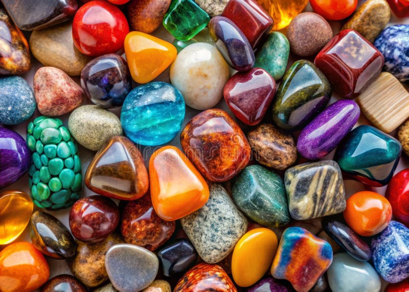 Vibrant Gemstone Collection a BirdsEye View of Assorted Stones Stock ...