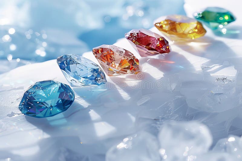 Vibrant Gemstones Sparkle Against White Backdrop, Creating Mesmerizing ...