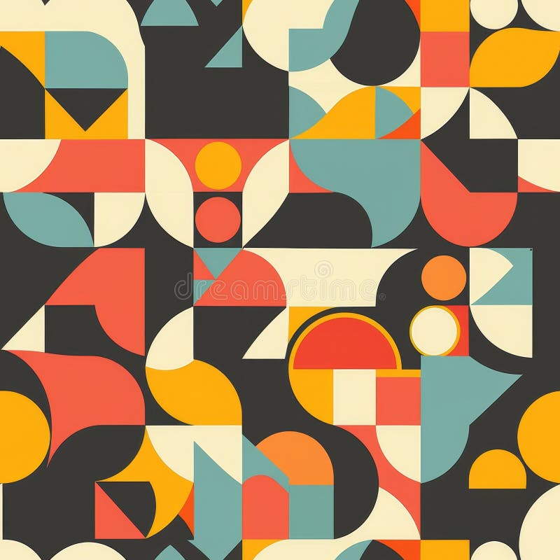 Vibrant Geometric Abstract Art with Retro Color Palette Stock Image ...