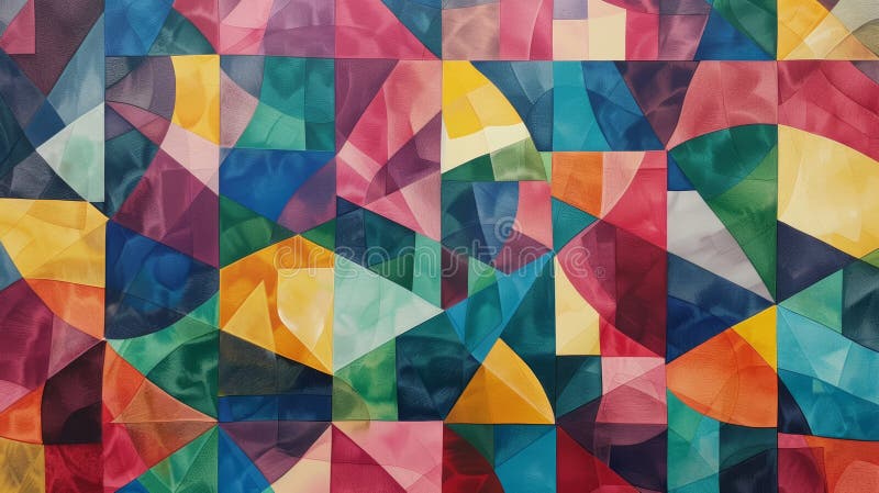 Colorful Geometric Abstract Mural Artwork Stock Illustration ...
