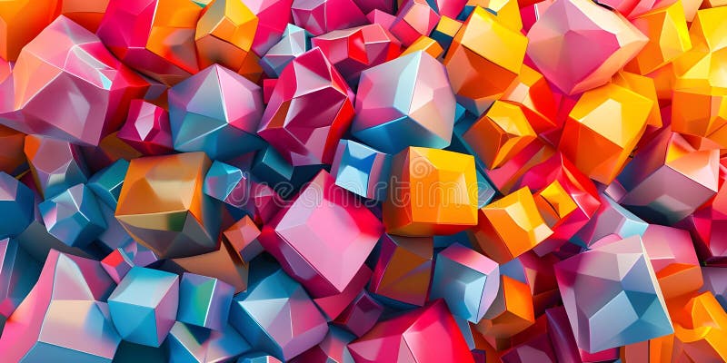 Vibrant Geometric Art: Dense Arrangement of Colorful 3D Cubes with ...