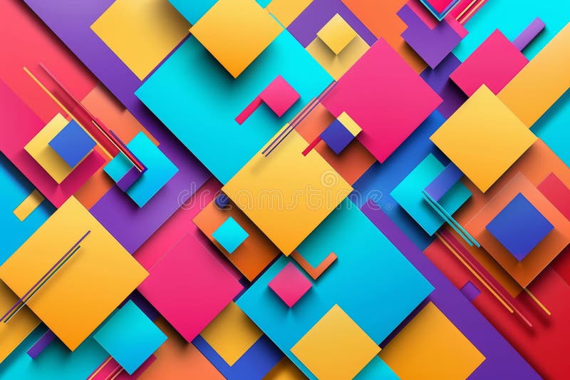 Vibrant Geometric Background with Bright Squares Obstructing Visual ...