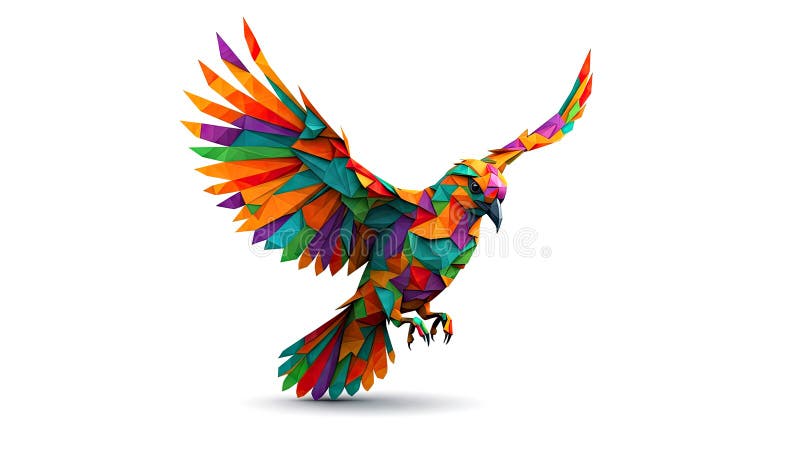 Vibrant Geometric Bird in Flight: Modern Low-Poly Art Illustration ...