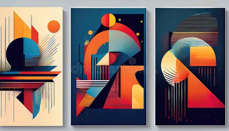 Vibrant Geometric Brutalist Artwork a Collection of Minimalistic ...
