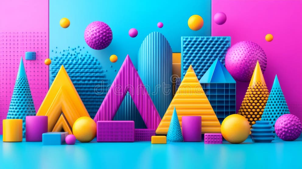 Vibrant Geometric 3D Composition Stock Illustration - Illustration of ...