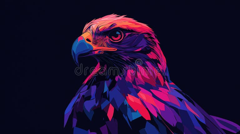 Vibrant Geometric Falcon Silhouette Breaking through Dark Background ...