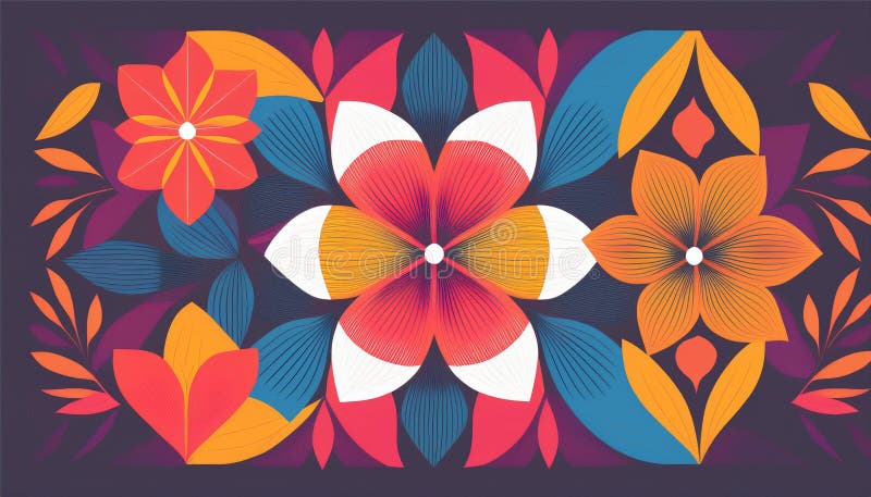 Vibrant Geometric Floral Abstract Design with Simple Vector Look Stock ...