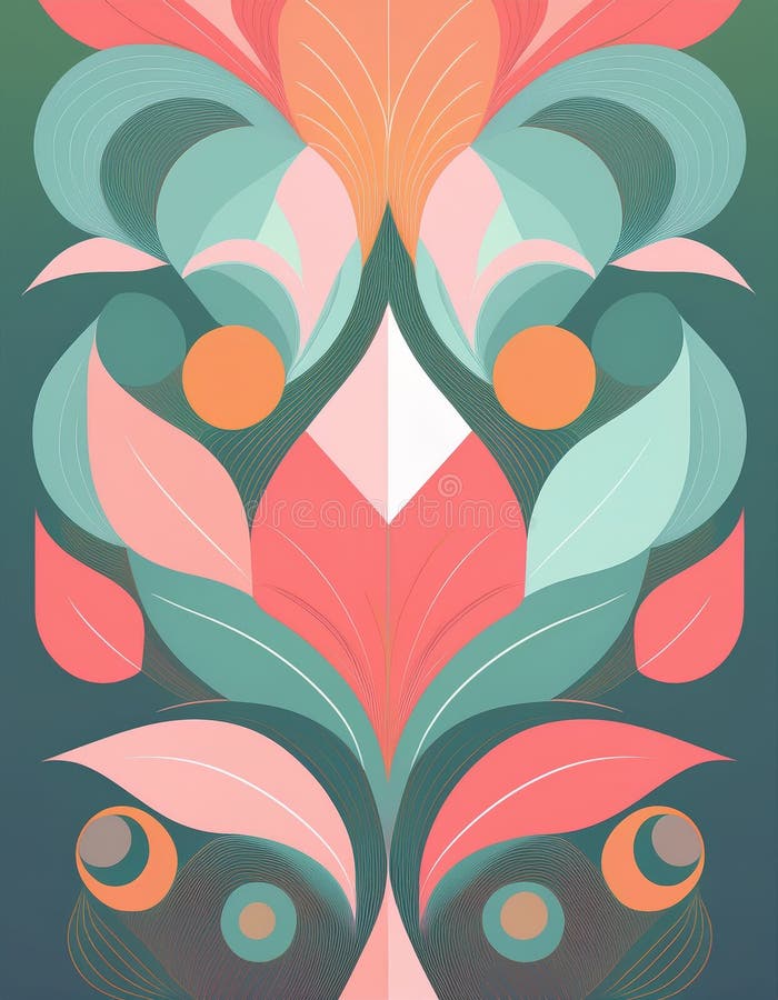 Vibrant Geometric Floral Abstract Design with Simple Vector Look Stock ...