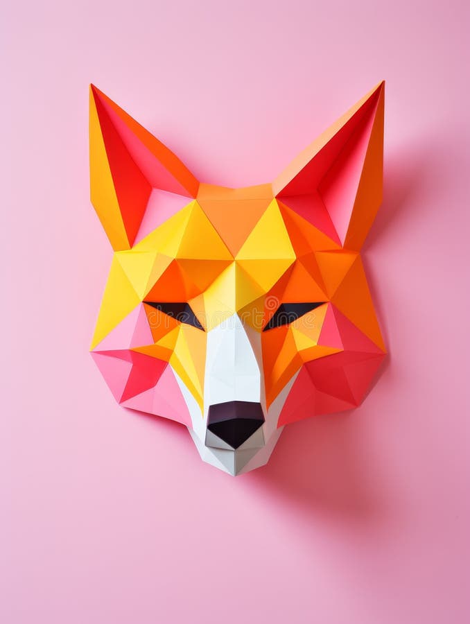 Vibrant Geometric Fox Head stock illustration. Illustration of colorful ...