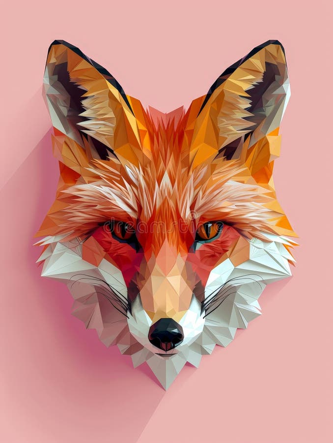 Vibrant Geometric Fox Portrait Stock Illustration - Illustration of ...