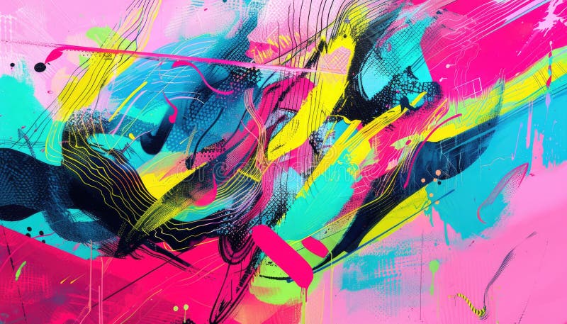 Bold Urban Art Dynamic Fusion Geometric Shapes Graffiti Vibrant Colors ...