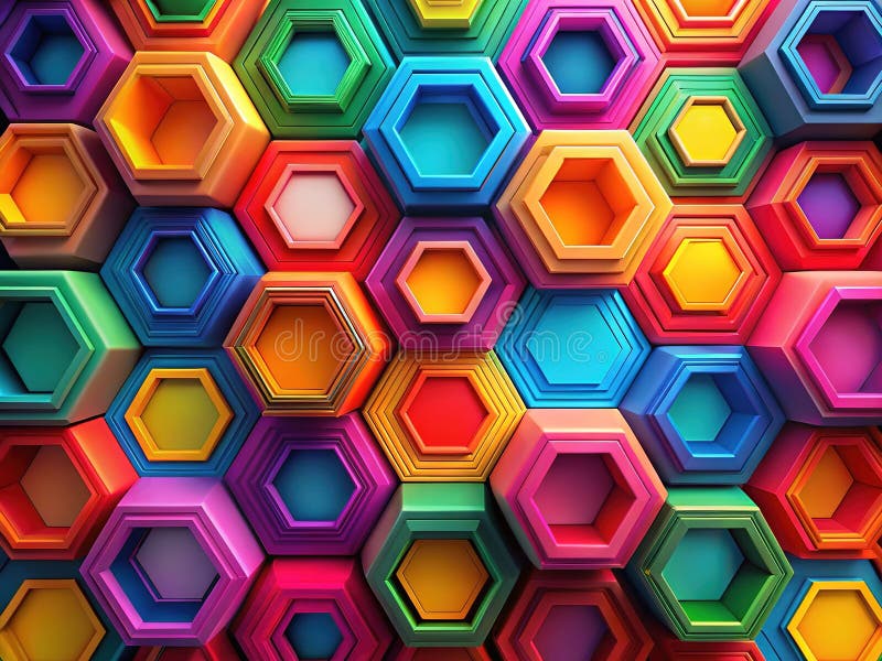 Vibrant Geometric Hexagon Background Design Stunning 3D Rendered ...