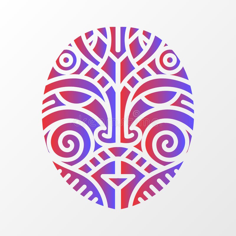 A Vibrant Geometric Illustration of a Tribal-inspired Mask, Featuring ...