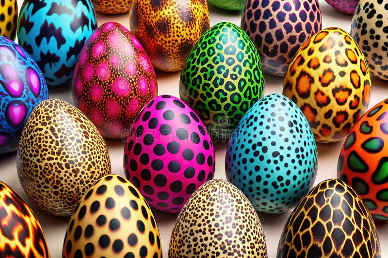 Vibrant Geometric Leopard Print Easter Egg Designs ProfessionalQuality ...