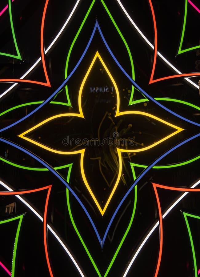 Vibrant Geometric Neon Pattern with Star Shape Stock Illustration ...