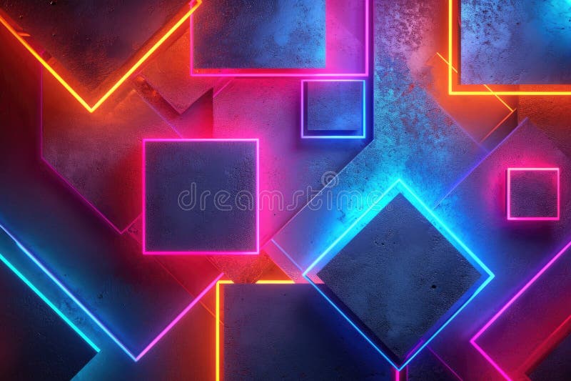Vibrant Geometric Neon Patterns Stock Illustration - Illustration of ...