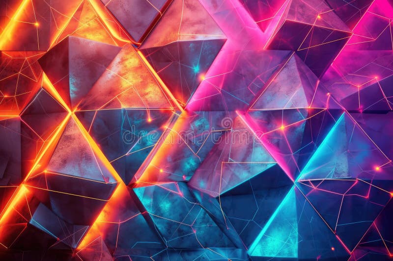 Vibrant Geometric Neon Patterns Stock Illustration - Illustration of ...