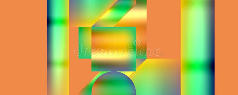 Vibrant Geometric Pattern in Green, Yellow, and Orange with Blurred ...