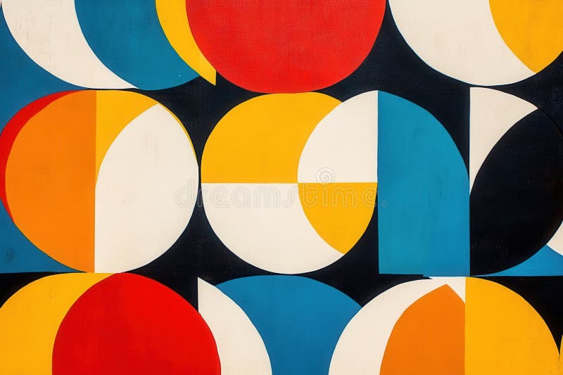 Vibrant Geometric Pattern of Interlocking Circles in Bold Primary ...