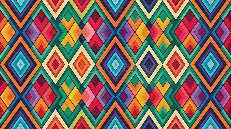 Vibrant Geometric Pattern with Interlocking Colorful Diamonds and ...