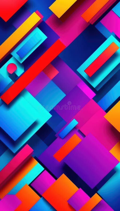 Vibrant Geometric Pattern with Interlocking Shapes in Bold Colors Stock ...