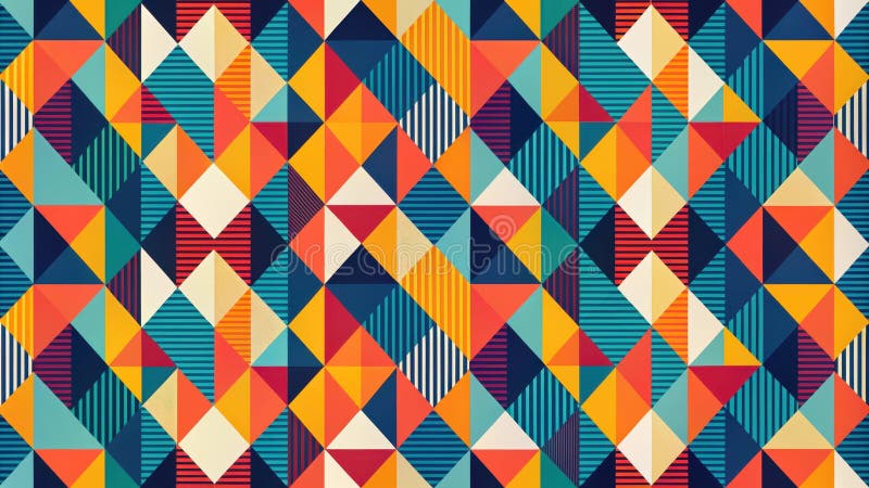 Vibrant Geometric Pattern with Interlocking Triangles and Stripes in ...
