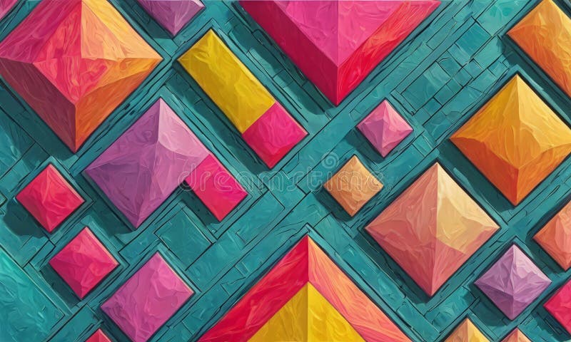 Vibrant Geometric Pattern Overlapping Diamond Shapes in Various Colors ...