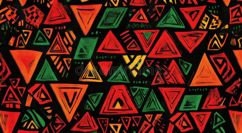 Vibrant Geometric Pattern with Red and Green Triangles on Black ...