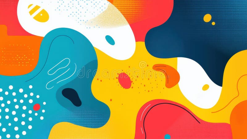 Vibrant Geometric Patterns Blend with Abstract Waves, Creating a Fun ...