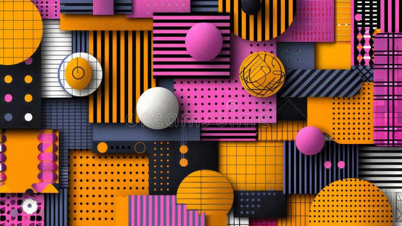 Colorful Geometric Patterns with Circles and Rectangles on a Vibrant ...