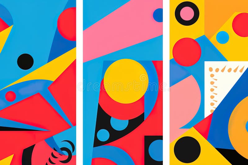 Vibrant Geometric Patterns with Simple Shapes Creating a Cohesive and ...