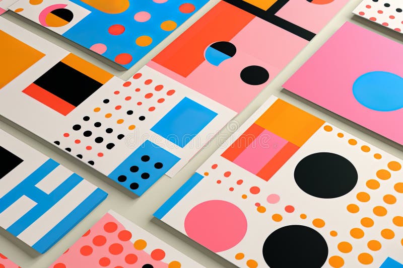 Vibrant Geometric Patterns with Simple Shapes Creating a Cohesive and ...