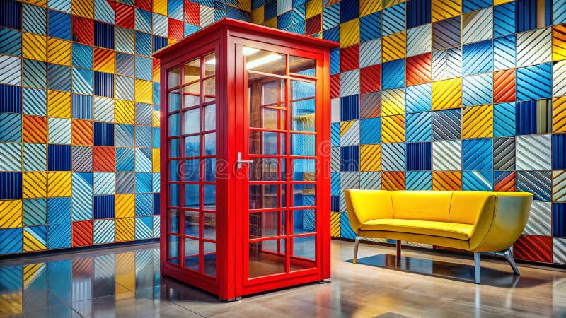 Vibrant Geometric Phone Booth a Stylish Private Meeting Space for Creative Collaboration Stock ...
