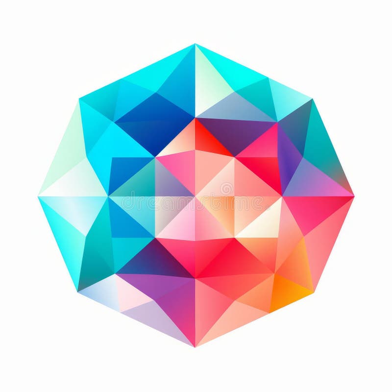 Vibrant Geometric Polygon Shape on Minimalist White Background Stock ...
