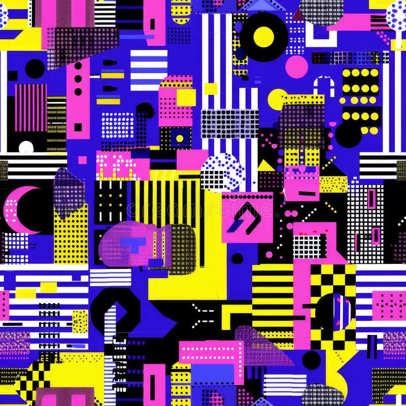 Vibrant Geometric Pop Art Pattern with Abstract Forms Stock Image ...