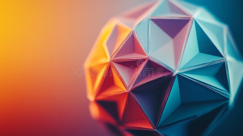 Creative Geometric Design Featuring Colorful Triangular Facets on a ...