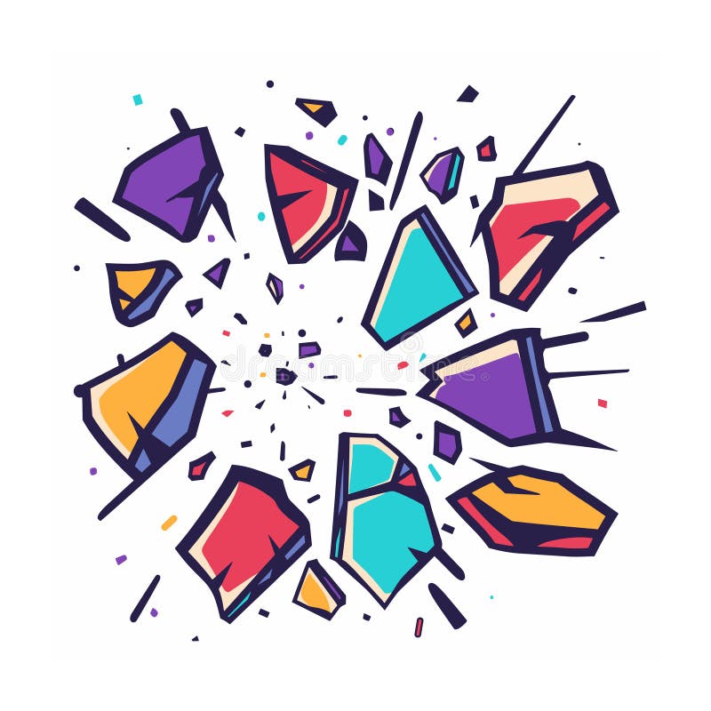Vibrant Geometric Shapes Burst Exploding Colorful Shards Abstract ...