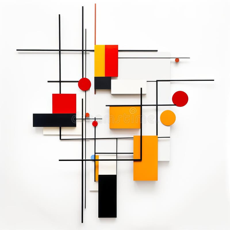 Vibrant Geometric Shapes Composition in De Stijl Minimal Style Stock ...