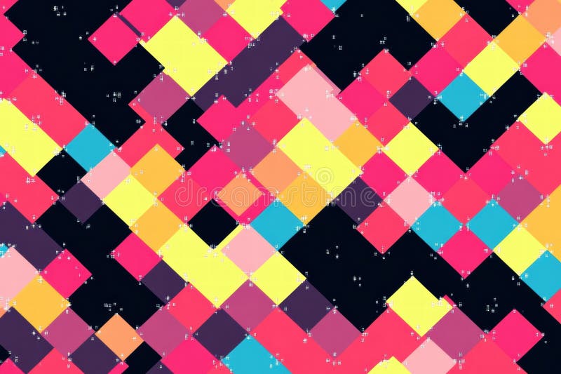 Colorful Pixel Art Seamless Pattern Showcasing Vibrant Geometric Shapes ...