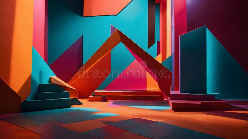 Vibrant Geometric Shapes Create a Striking Interior Design Space with ...