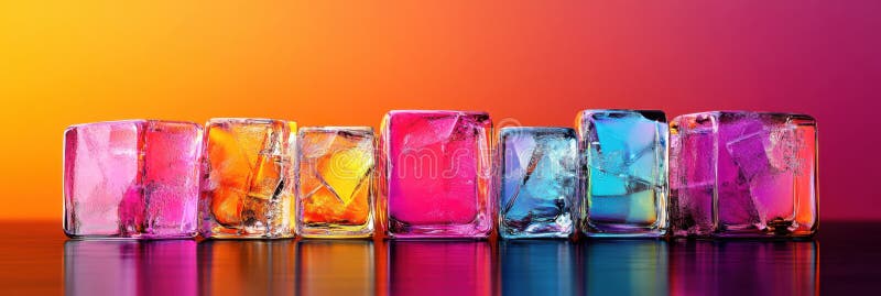 Vibrant Geometric Shapes in Electric Colors on a Reflective Surface ...