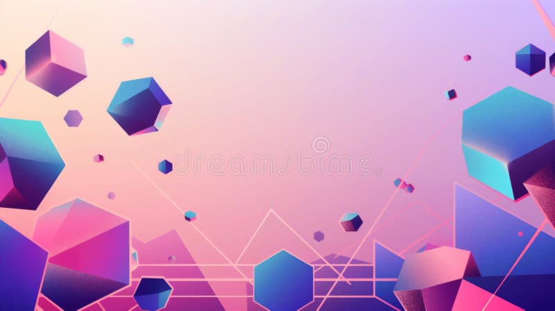 Vibrant Geometric Shapes Floating on Gradient Background. Stock Image ...