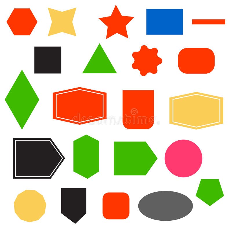 Vibrant Geometric Shapes Grid with Diverse Colors and Patterns Stock ...